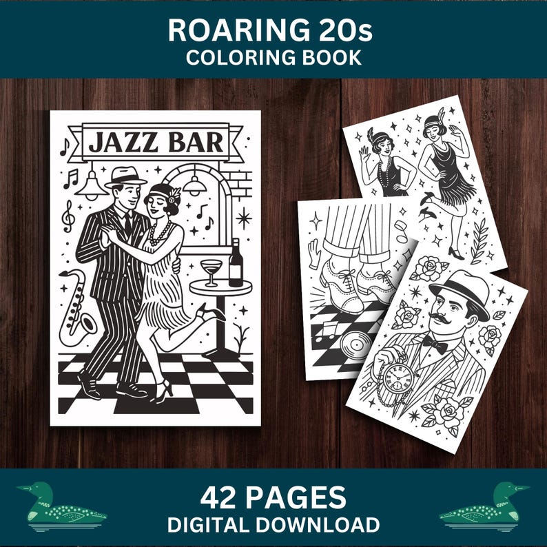 Roaring 20s Coloring Book Art Deco and Vintage Printables | Flapper ...