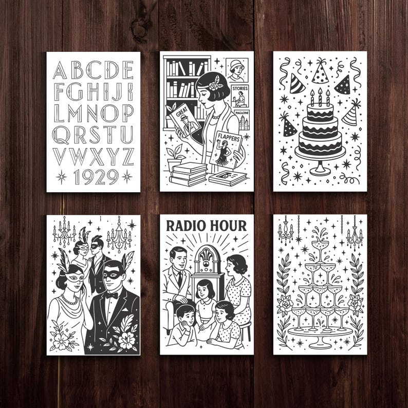Roaring 20s Coloring Book Art Deco and Vintage Printables | Flapper ...