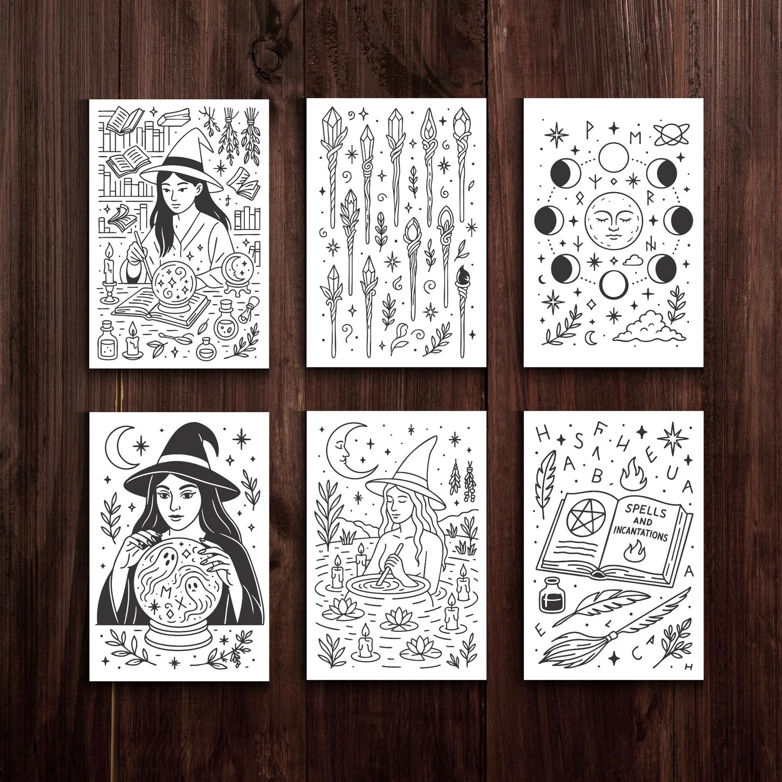 Witchy Coloring Book – Magical Printables With Crystals, Herbs, Moons ...