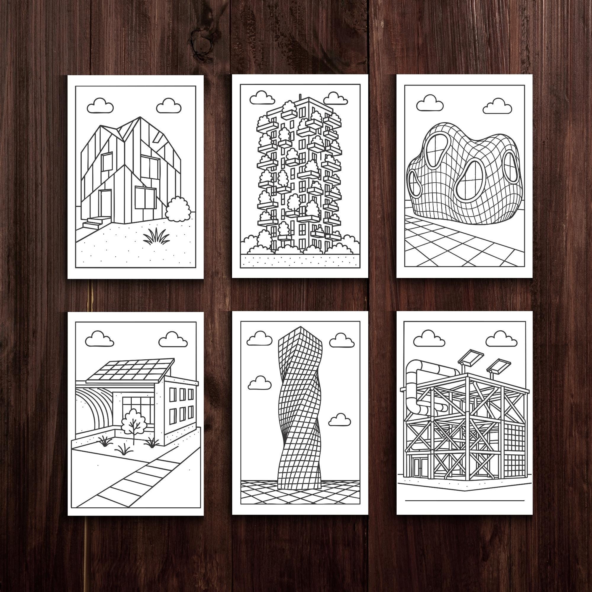 Modern Architecture Coloring Book – Contemporary Homes & Buildings ...