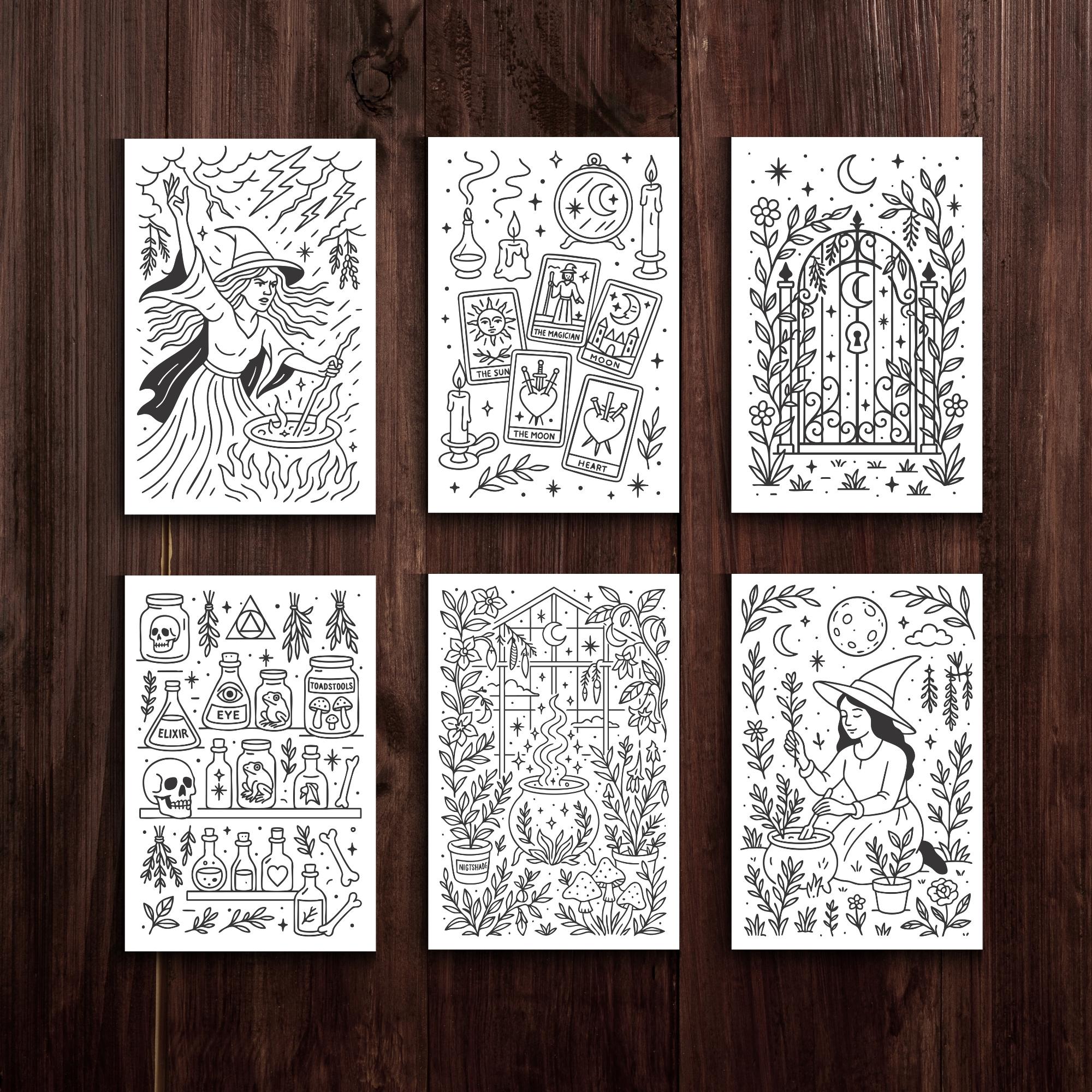 Witchy Coloring Book – Magical Printables With Crystals, Herbs, Moons ...