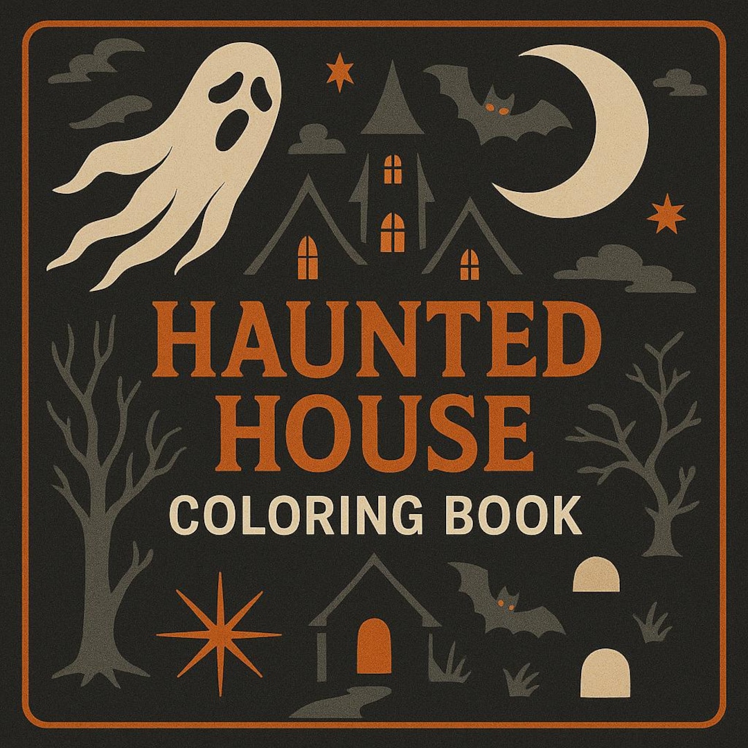 Haunted House Coloring Book – Spooky Line Art Printables | Ghosts ...