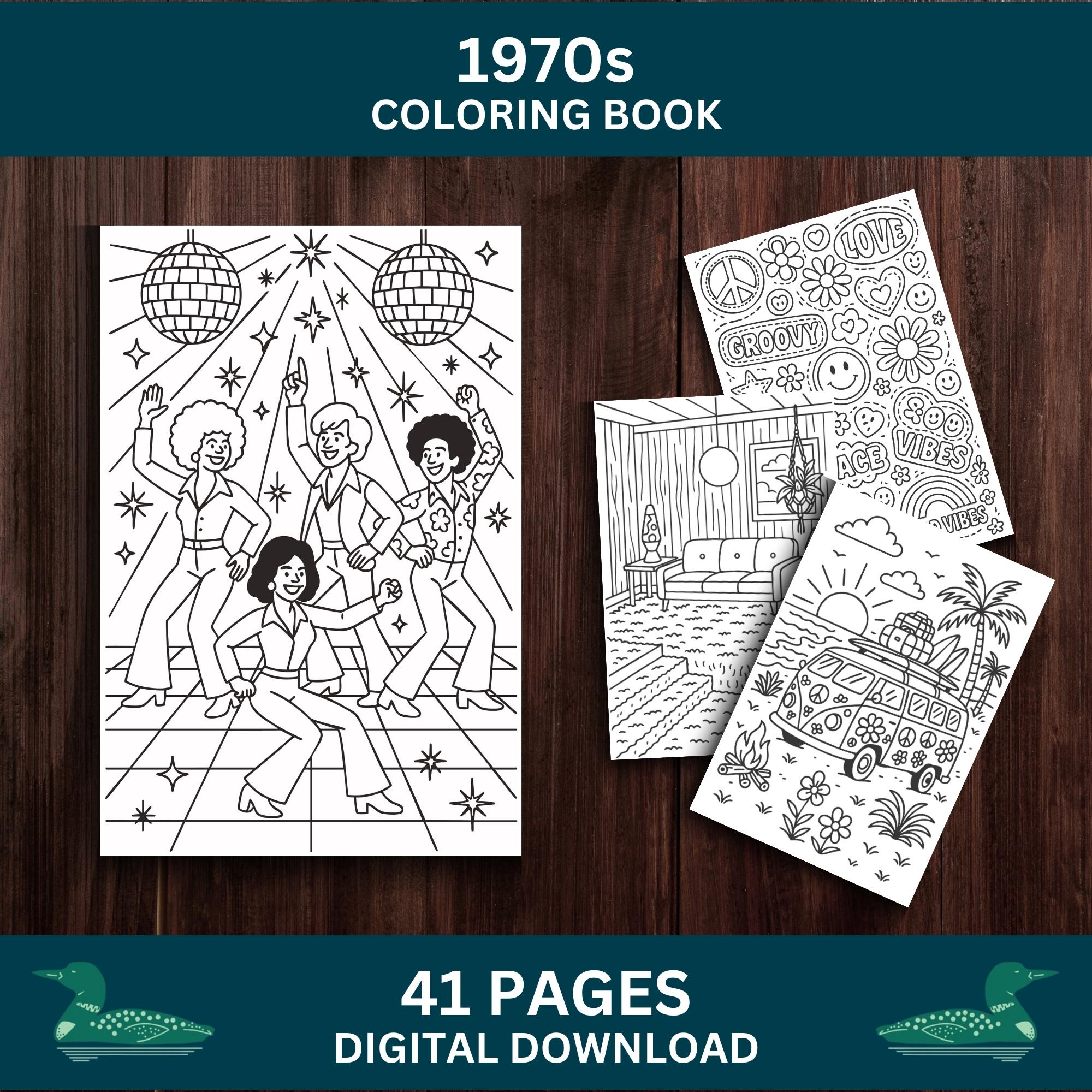 70s Coloring Book – Vintage Vibes & Groovy Scenes | Retro Aesthetic ...