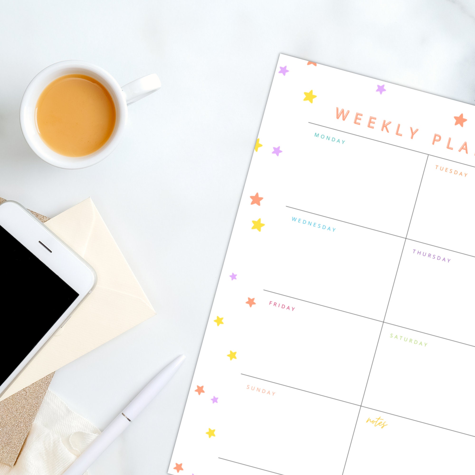 Colorful Stars Weekly Planner | Digital Download - Etsy