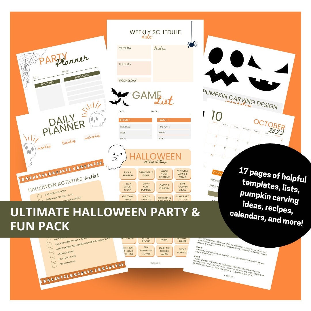 Ultimate Halloween Planning & Fun Pack | Pumpkin Carving Templates ...
