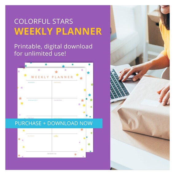 Colorful Stars Weekly Planner Digital Download - Etsy
