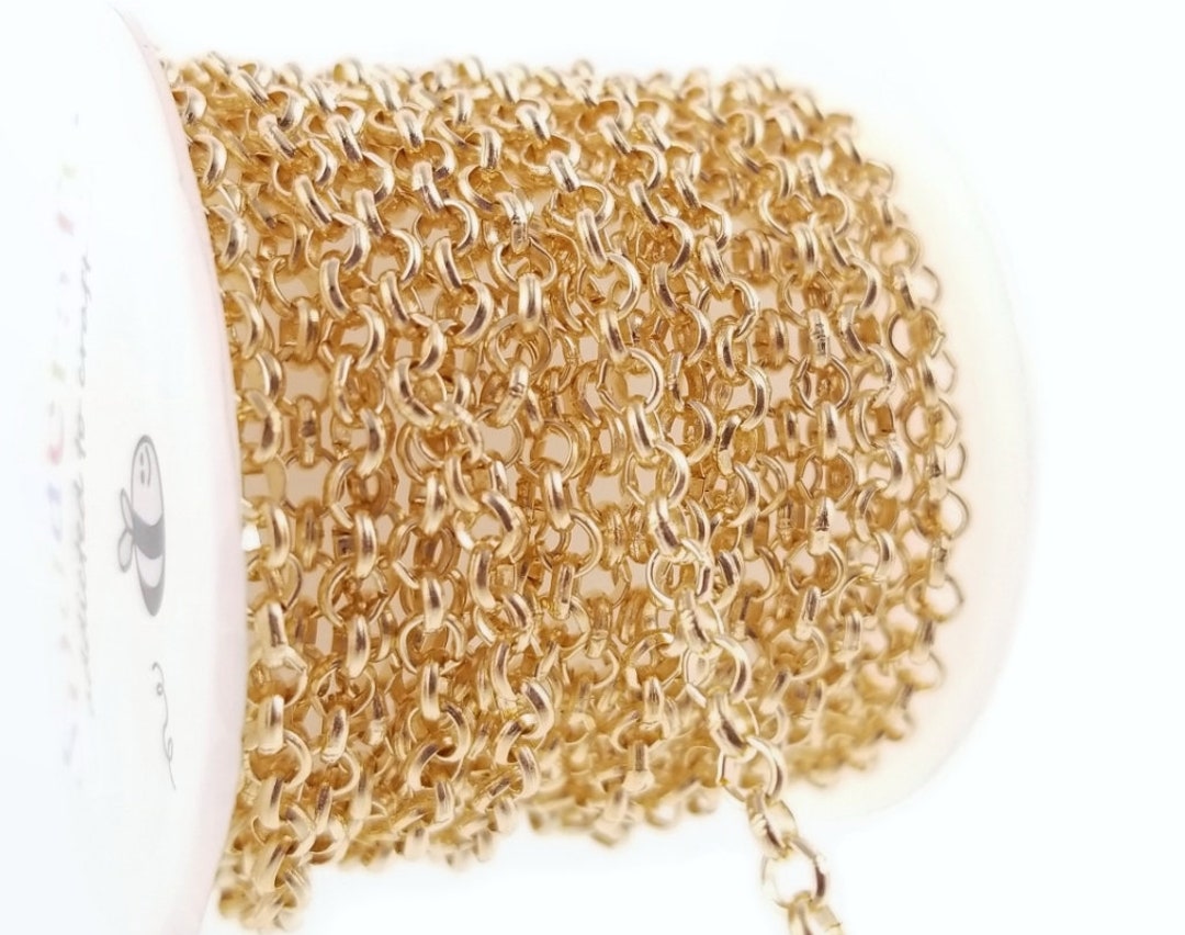 Light Gold Plated Rolo Link Chain Spool for Jewelry Making, Crafts 3 ...