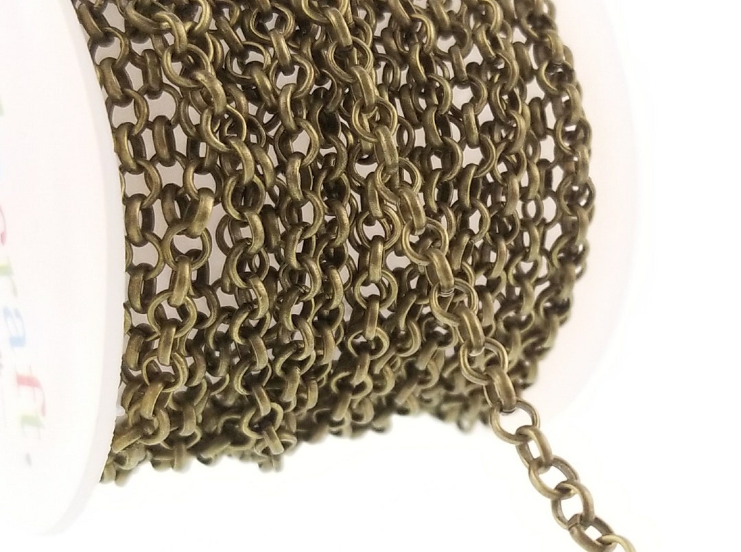 Antique Brass Bronze Rolo Link Chain Spool for Jewelry Making Lead ...