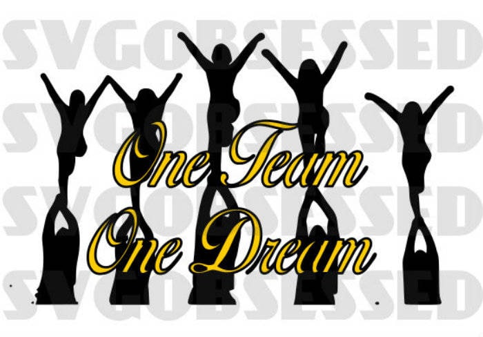 Cheerleading SVG- One Team One Dream- Cheer Stunt SVG, Cricut File ...
