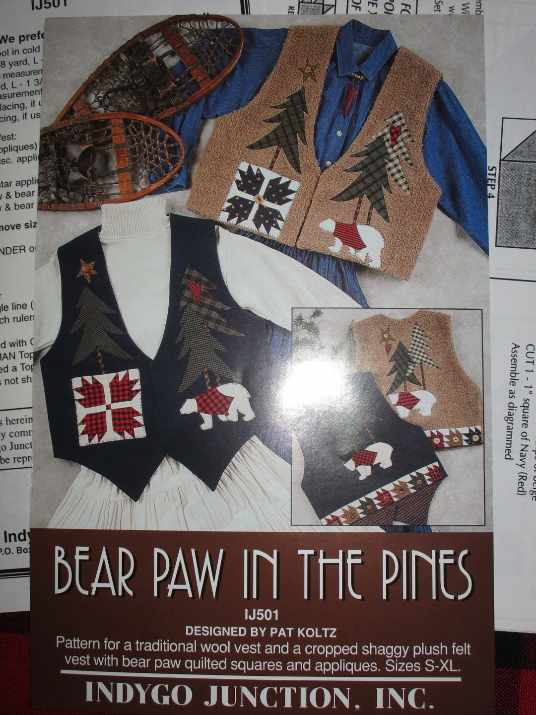 Quilted Vest Pattern: Bear Paw Applique - Indygo Junction (S-XL) - Etsy