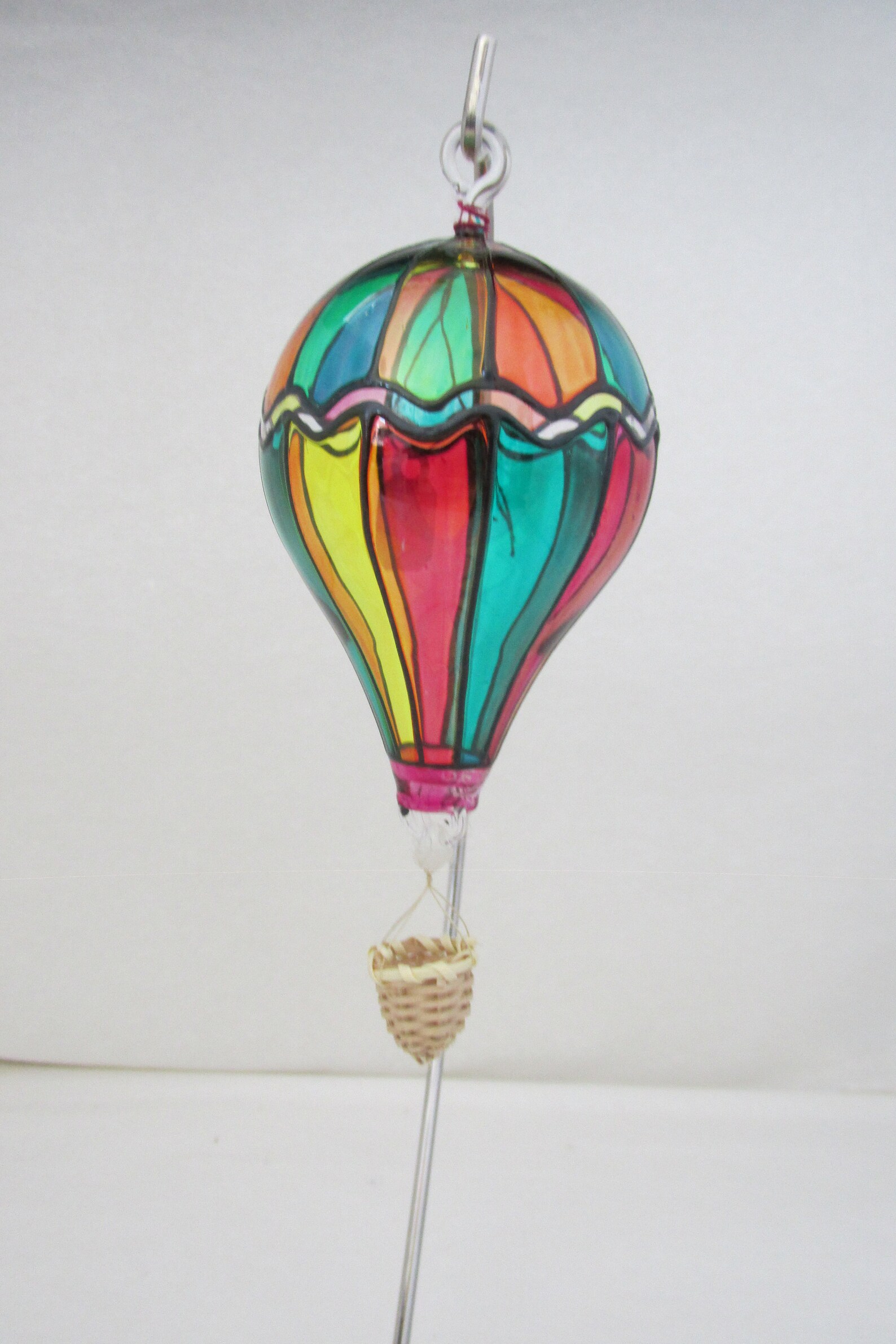 Blown Glass Hot Air Balloon Ornament: Standard Pattern in Pastel ...