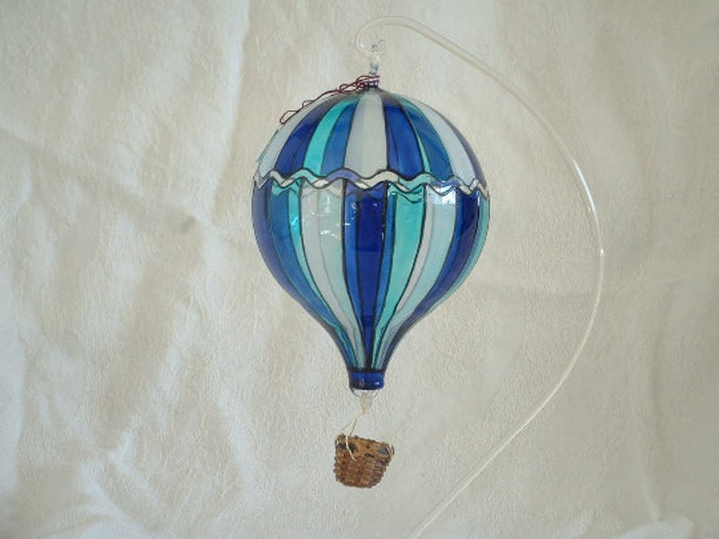 Blown Glass Hot Air Balloon Ornament: Navy Blue Turquoise - Etsy