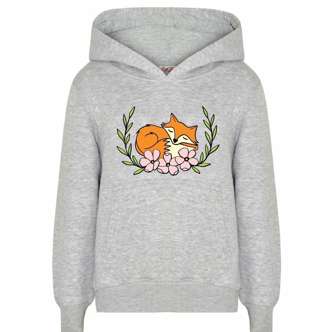 Flower Fox Hoodie animal jumper warm winter autumn gift - Etsy Nederland