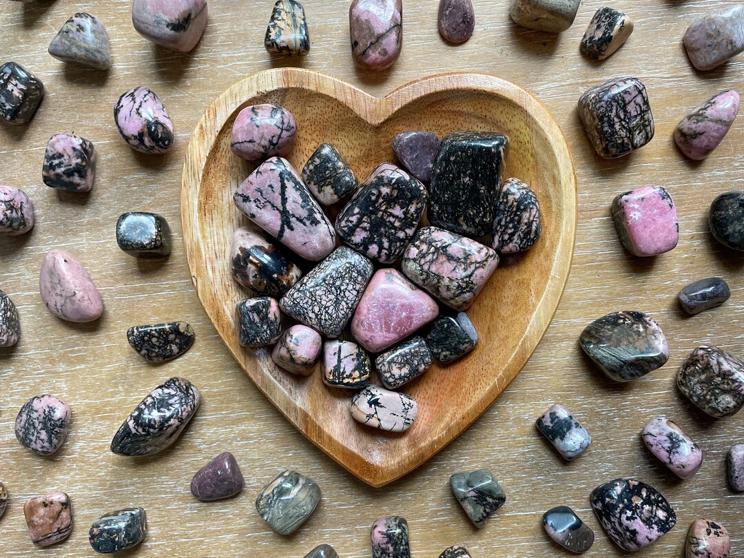 Rhodonite Tumbled Stone - Etsy