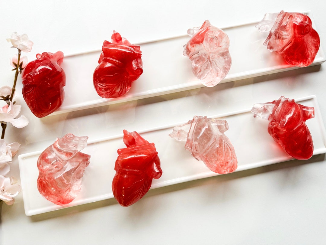 Cherry Quartz Crystal Anatomical Heart - Etsy