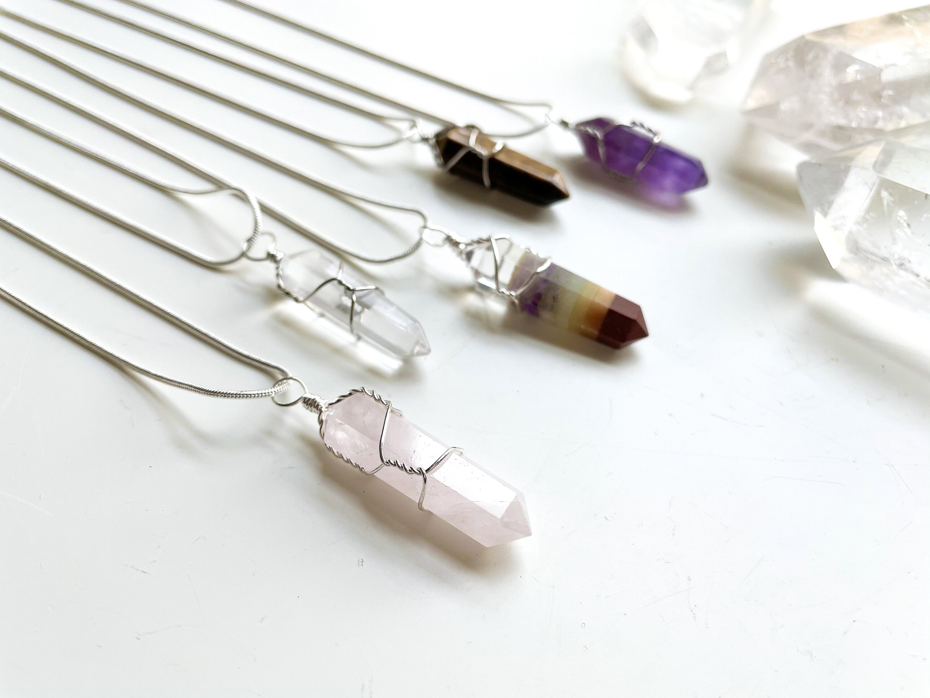 Crystal Twist Wrapped Point Necklace Dainty | Etsy