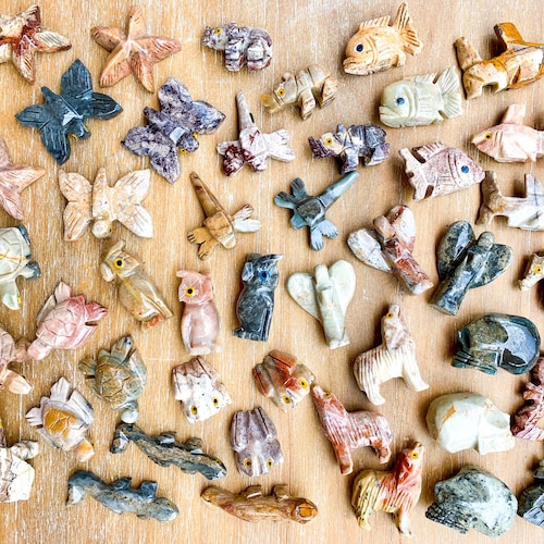 Soapstone Animals Hand Carved Miniature Stone Animal Figures - Etsy