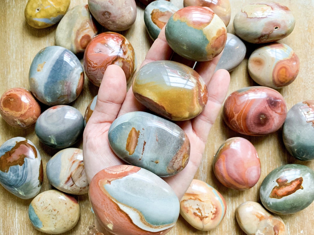 Polychrome Jasper Palm Stone - Etsy