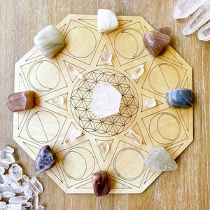 Moon Phase Wooden Crystal Grid Template - Etsy
