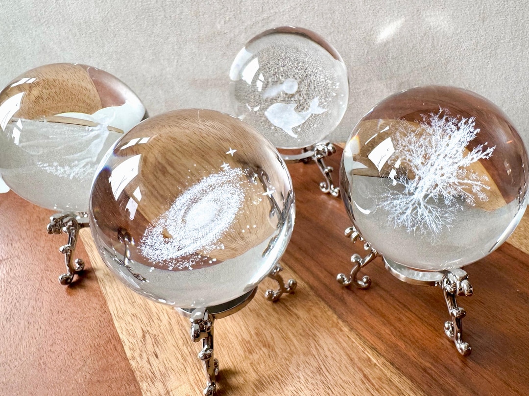 3D Laser Etched Glass Sphere With Metal Stand - Etsy