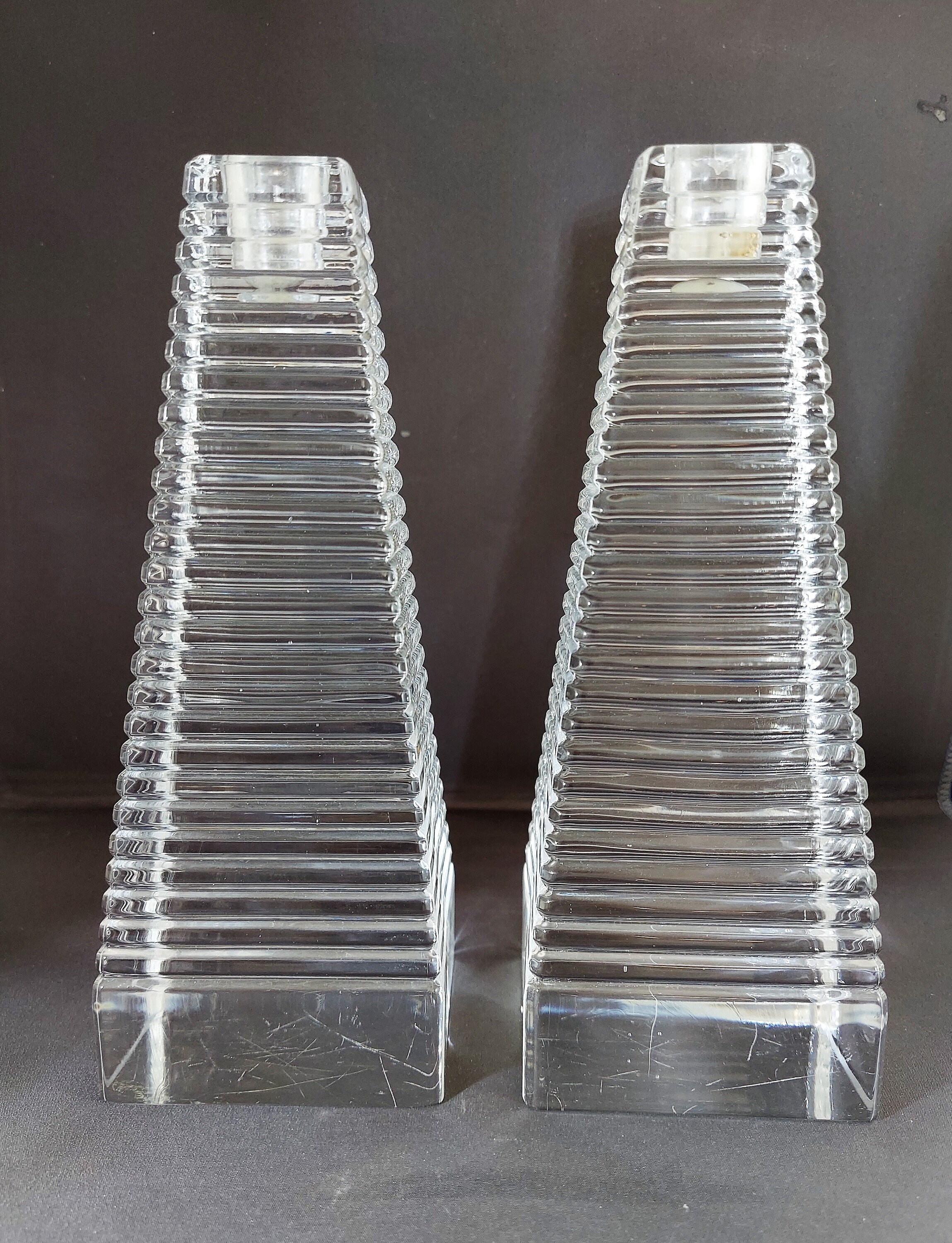 Mid-century Modern Lead Crystal Pyramid Candleholders - Etsy