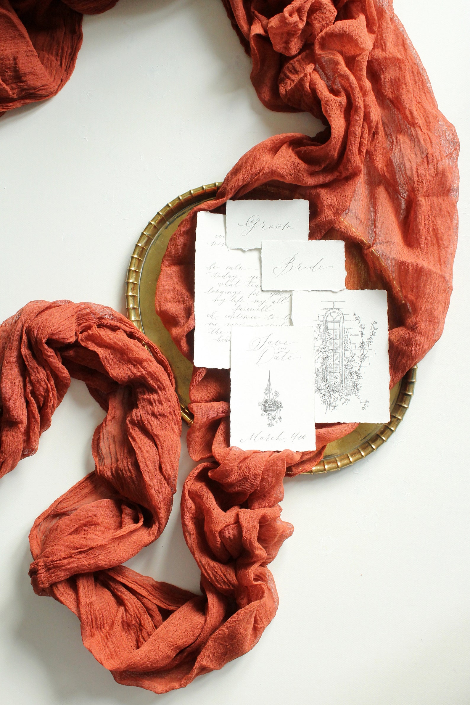 Red Clay Gauze Runner Terracotta Table Runner Muslin Drape | Etsy