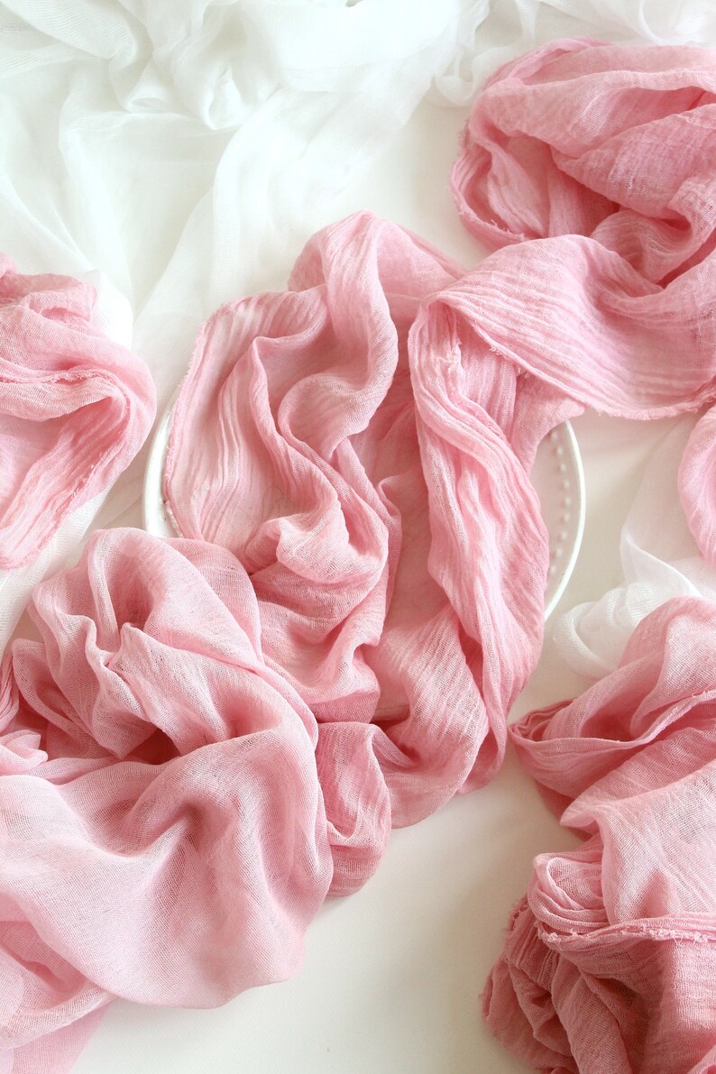 Pastel pink gauze runner Pink table runner Flamingo pink drape | Etsy