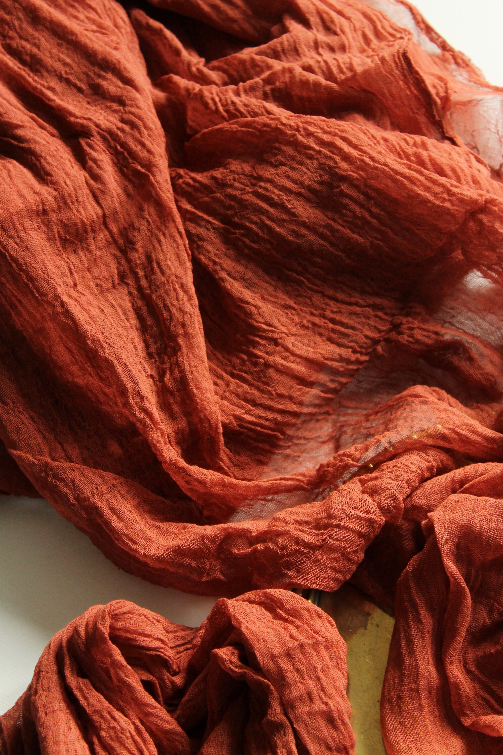 Red Clay Gauze Runner Terracotta Table Runner Muslin Drape | Etsy