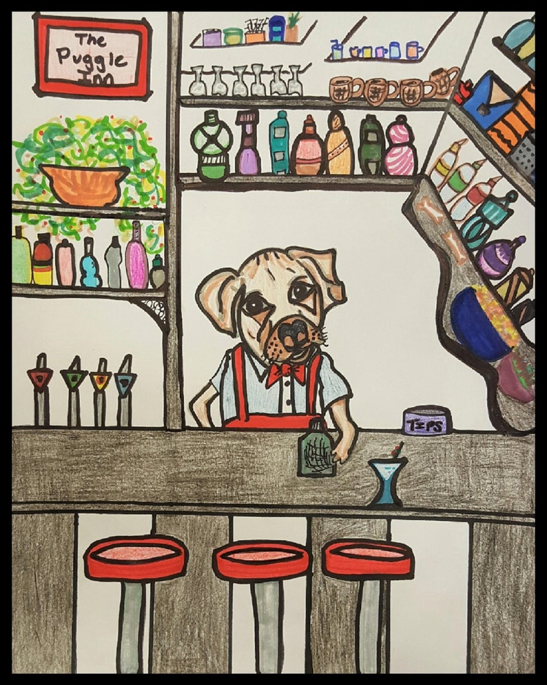 Dog Printable Wall Art, Instant Download, Puggle Dog, Bartender Gifts ...