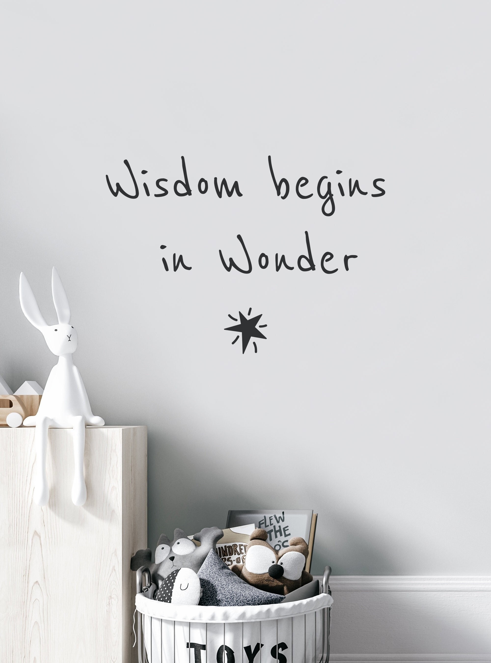 Wisdom Begins in Wonder Quote Lettering Wall Decal - Etsy