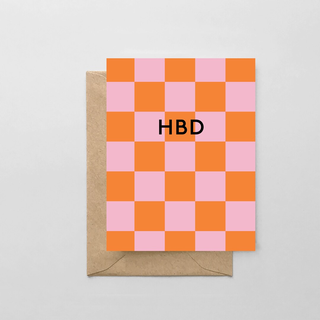 HBD Check Design - Greeting Card - Etsy