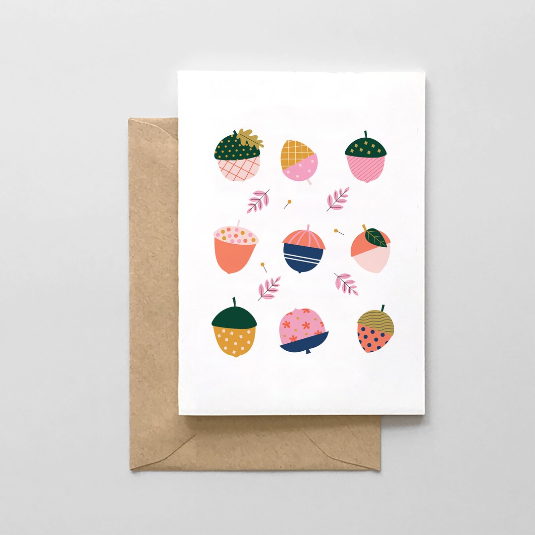 Modern Acorn Design - Greeting Card - Etsy