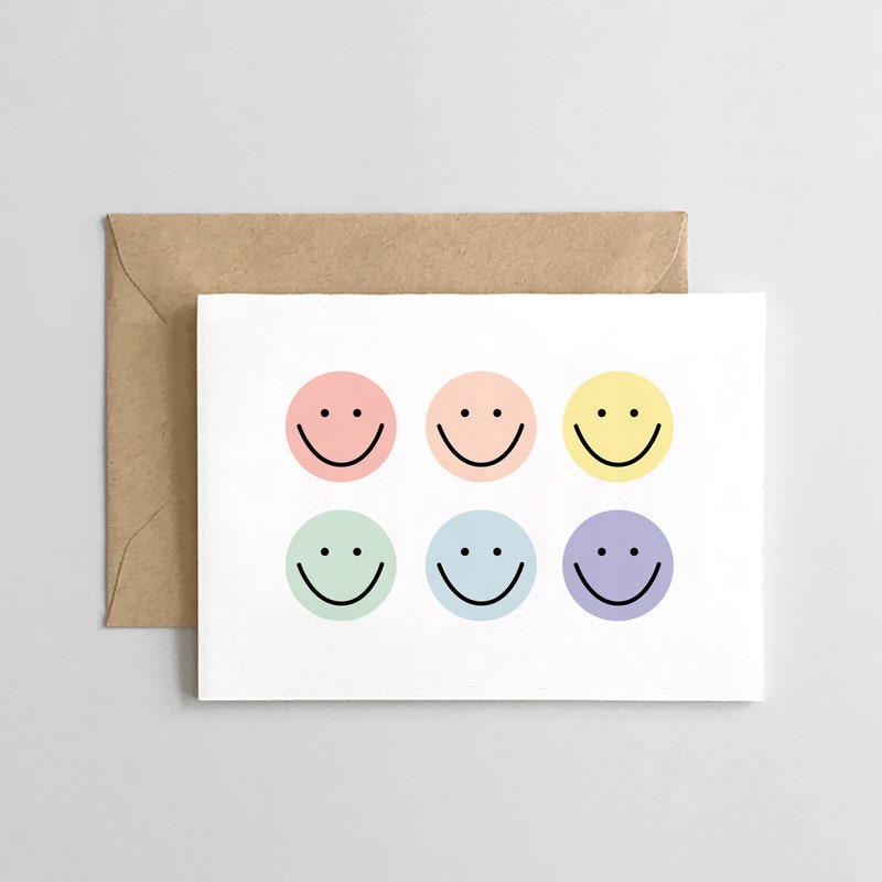 Smiley Face Card - Etsy