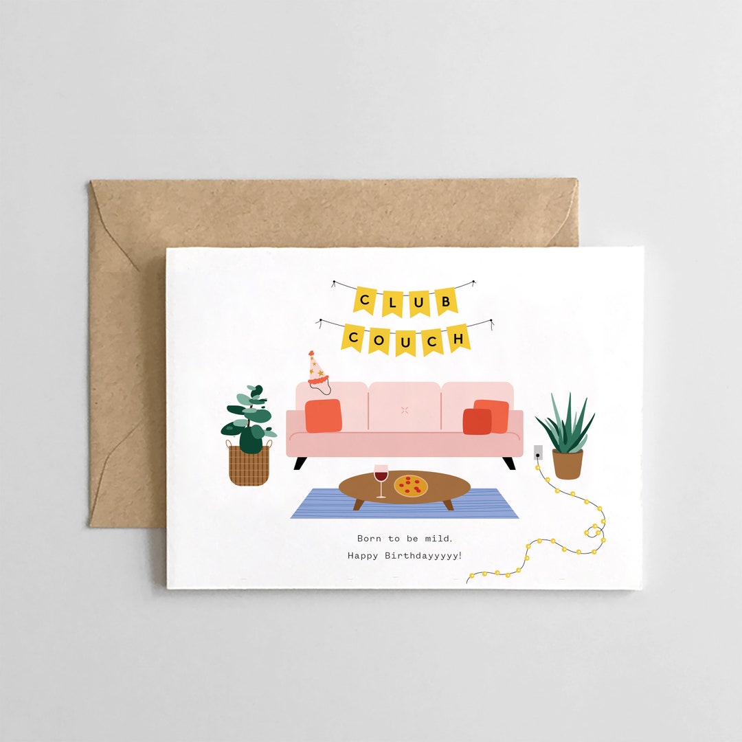 Club Couch - Birthday Card - Etsy
