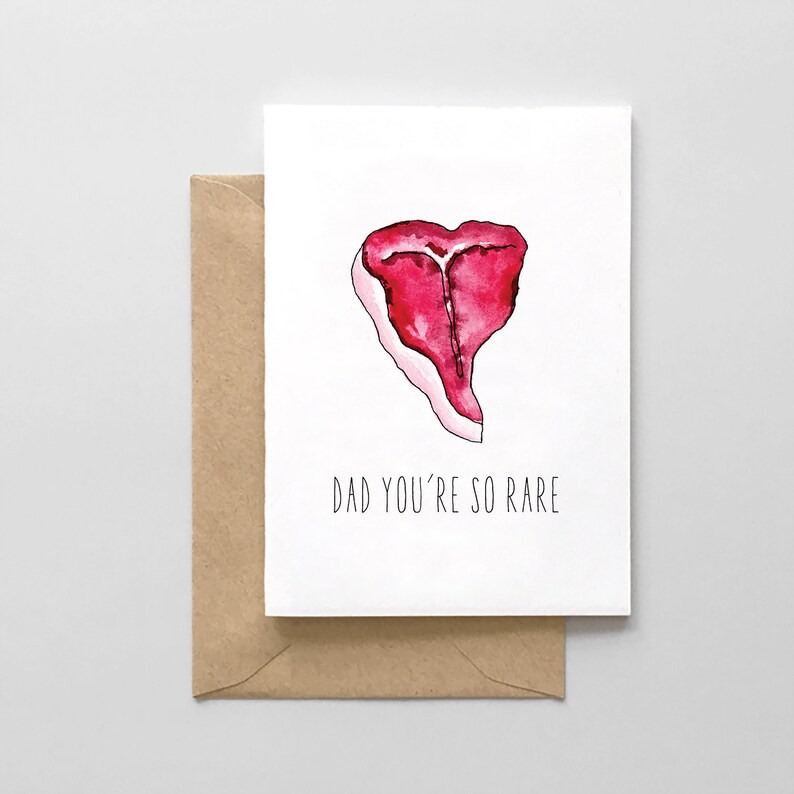 Funny Dad Card - Father's Day Card - Steak - Dad You're so Rare Card - Etsy
