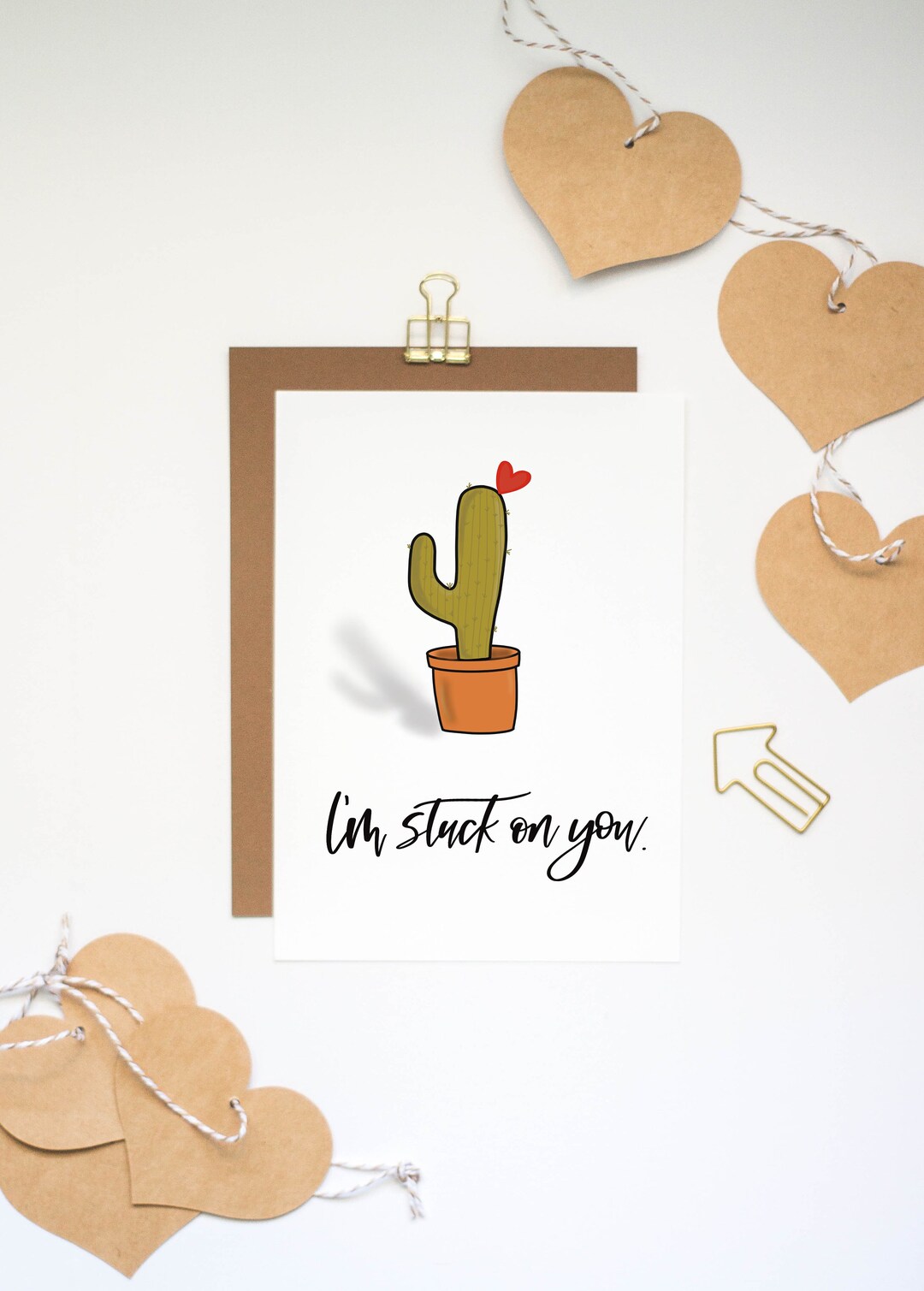 Greeting Card, I'm Stuck on You, Cactus Pun, Funny Card - Etsy