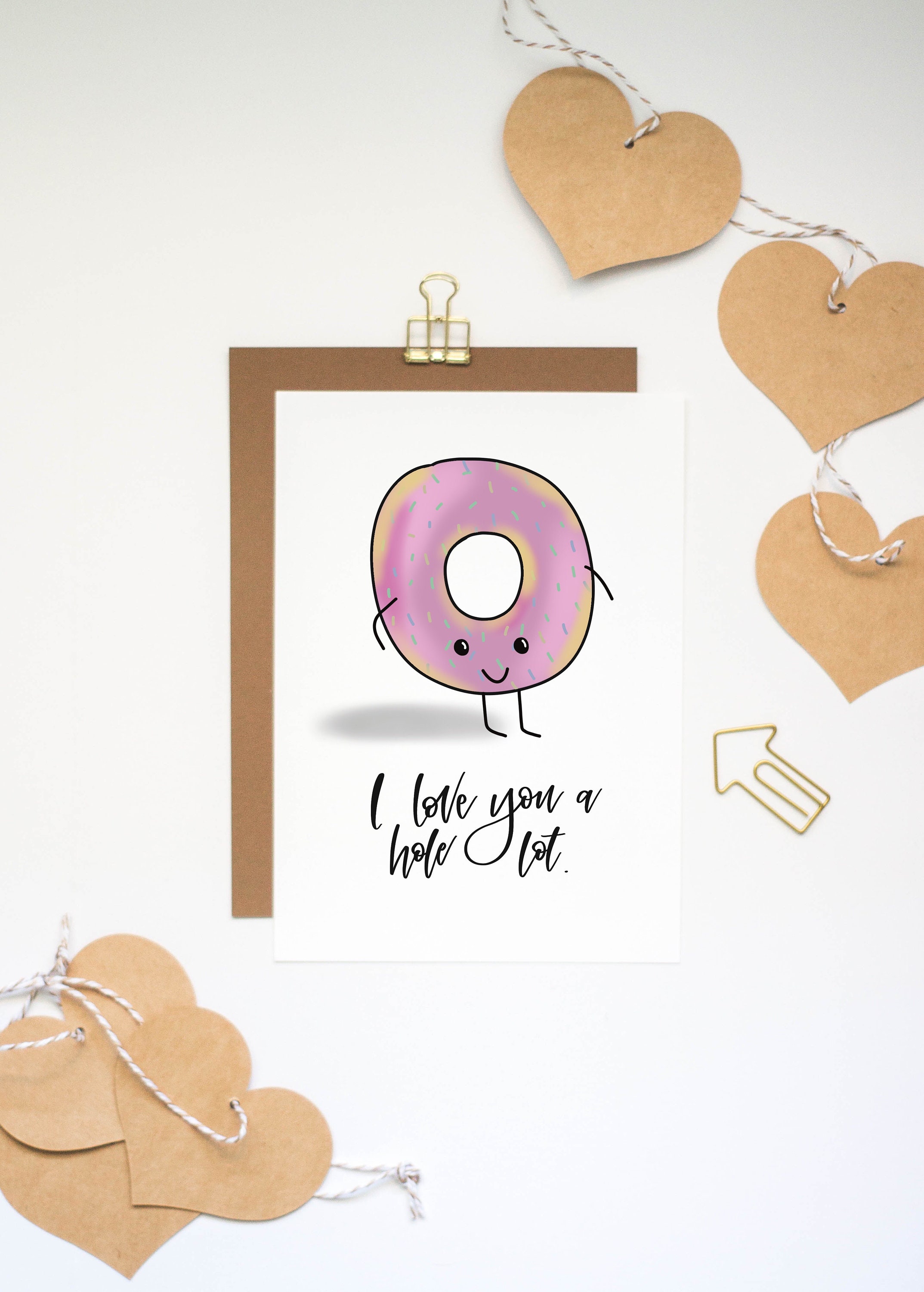 Greeting Card, I Love You a Hole Lot, Valentine's Day, Food Pun, Card ...