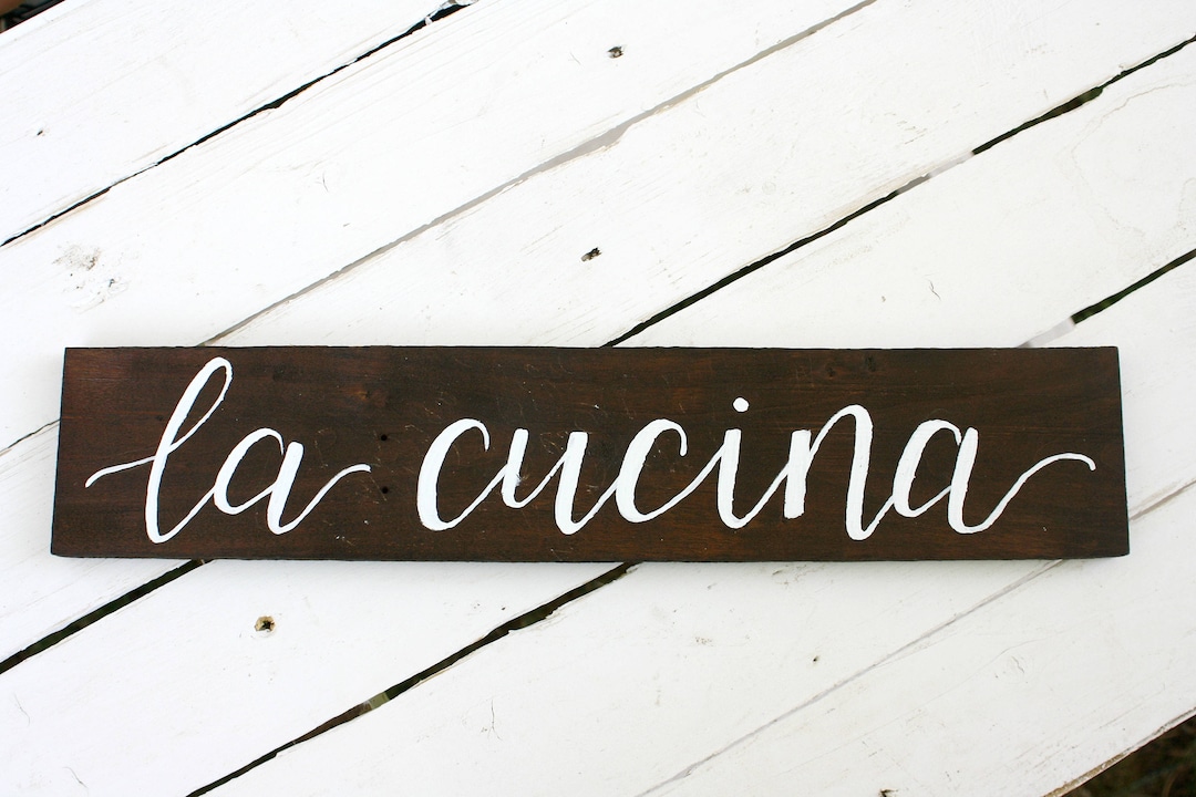 La Cucina Wood Sign: Hand-lettered Italian Kitchen Decor - Etsy