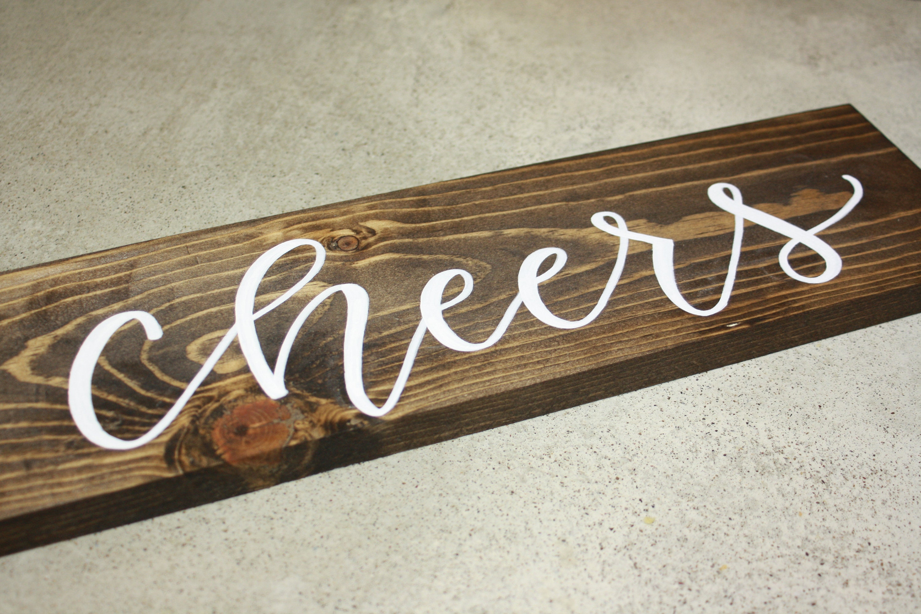 Cheers Wood Sign Bar Sign Hand Lettered Sign Rustic Home | Etsy