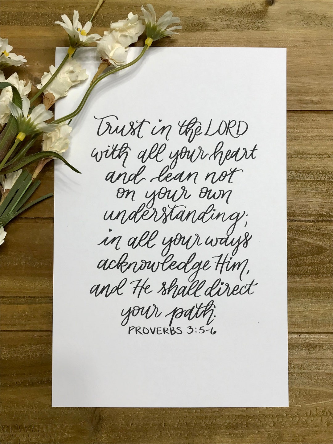 Printable Proverbs 3:5-6 Scripture Print - Digital Hand Lettered Print ...