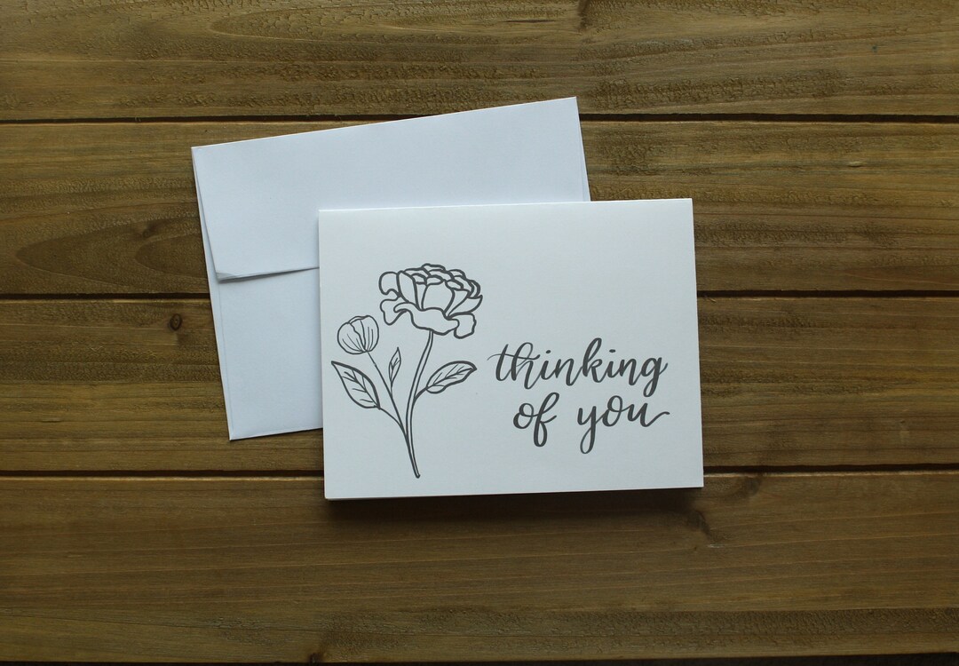Floral Thinking of You Note Card Set: Hand-drawn Peony Stationery - Etsy