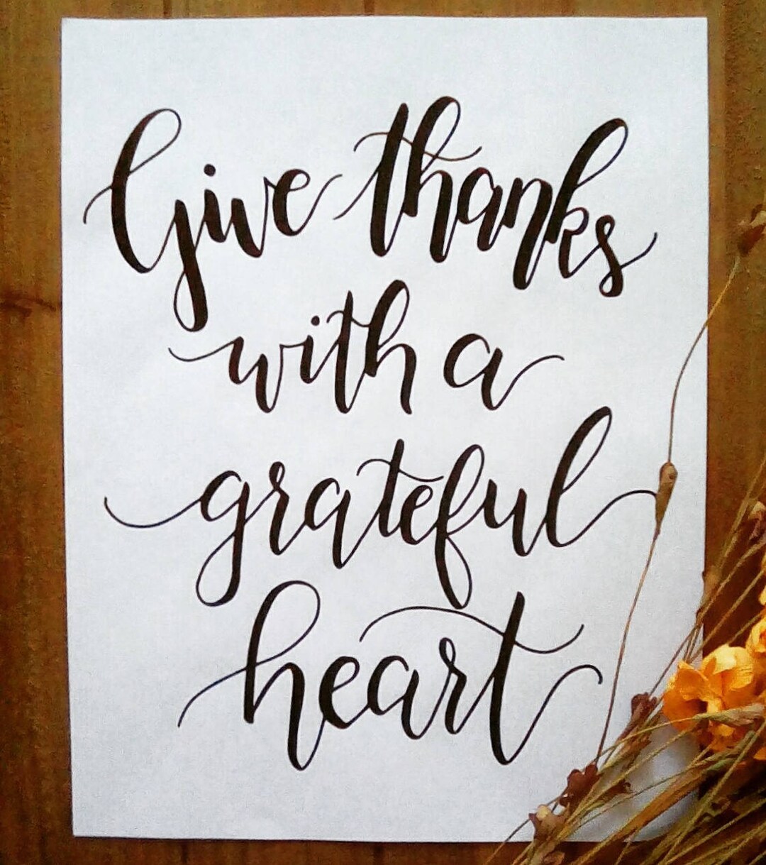 Grateful Heart Hand Lettered Print: Thanksgiving Art (digital Download ...