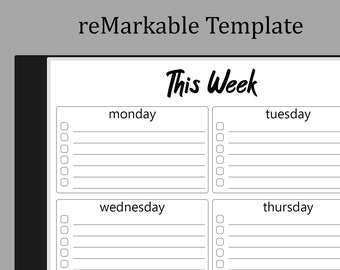 Remarkable Templates: Weekly Planner 2 PDF PNG SVG | Etsy