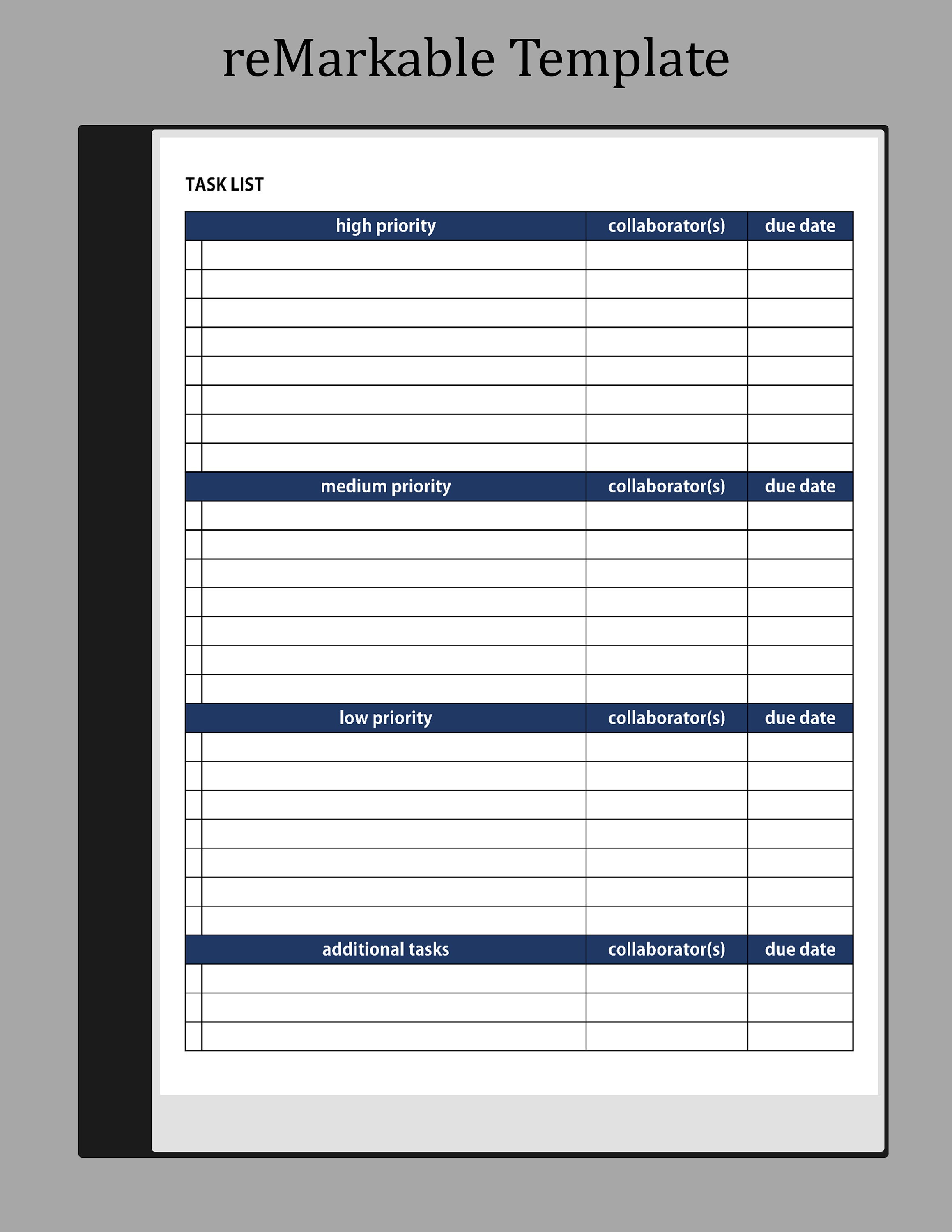 Remarkable Task List Template