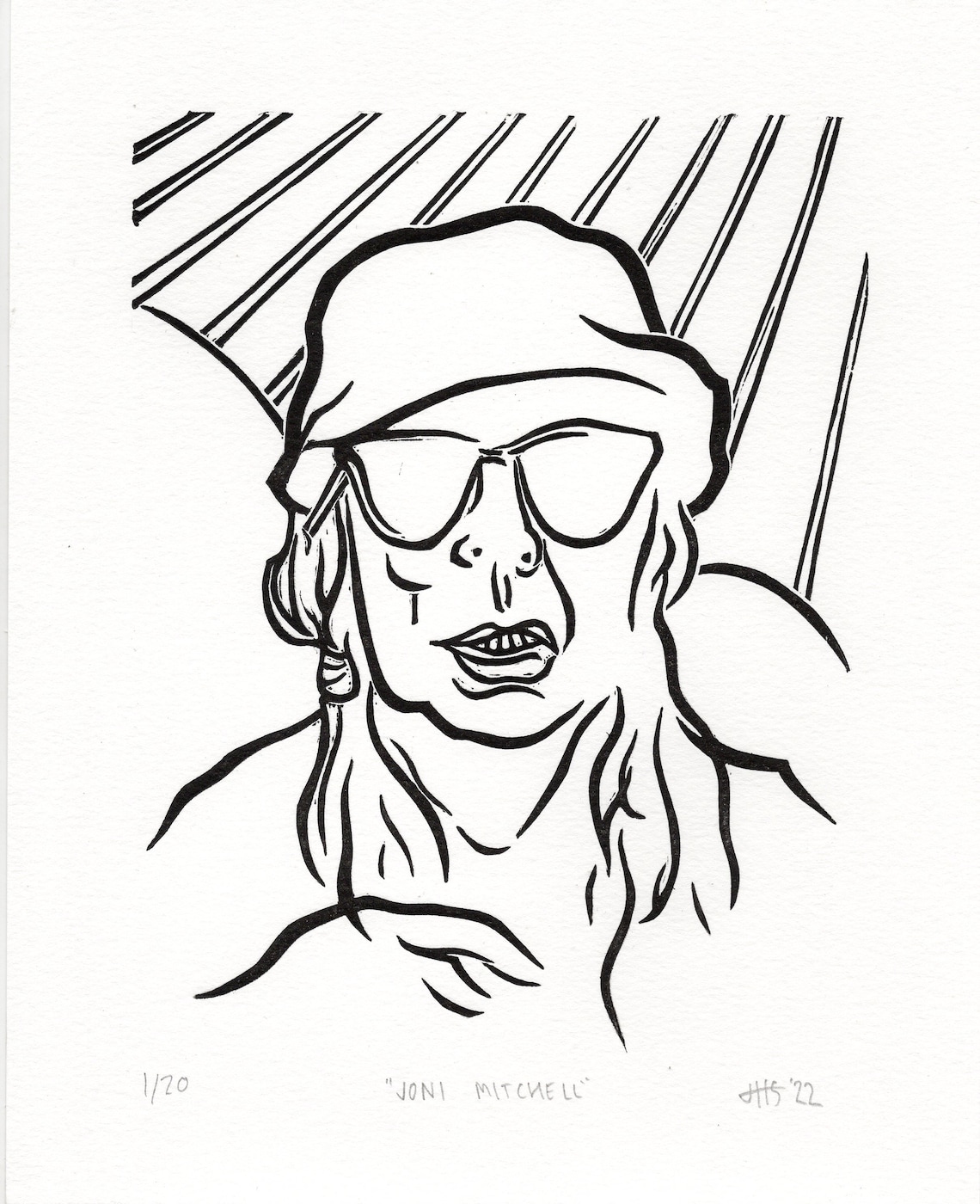 Joni Mitchell Linocut - Etsy