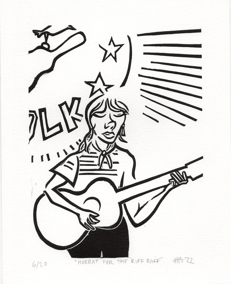 Hurray for the Riff Raff Linocut Print - Etsy