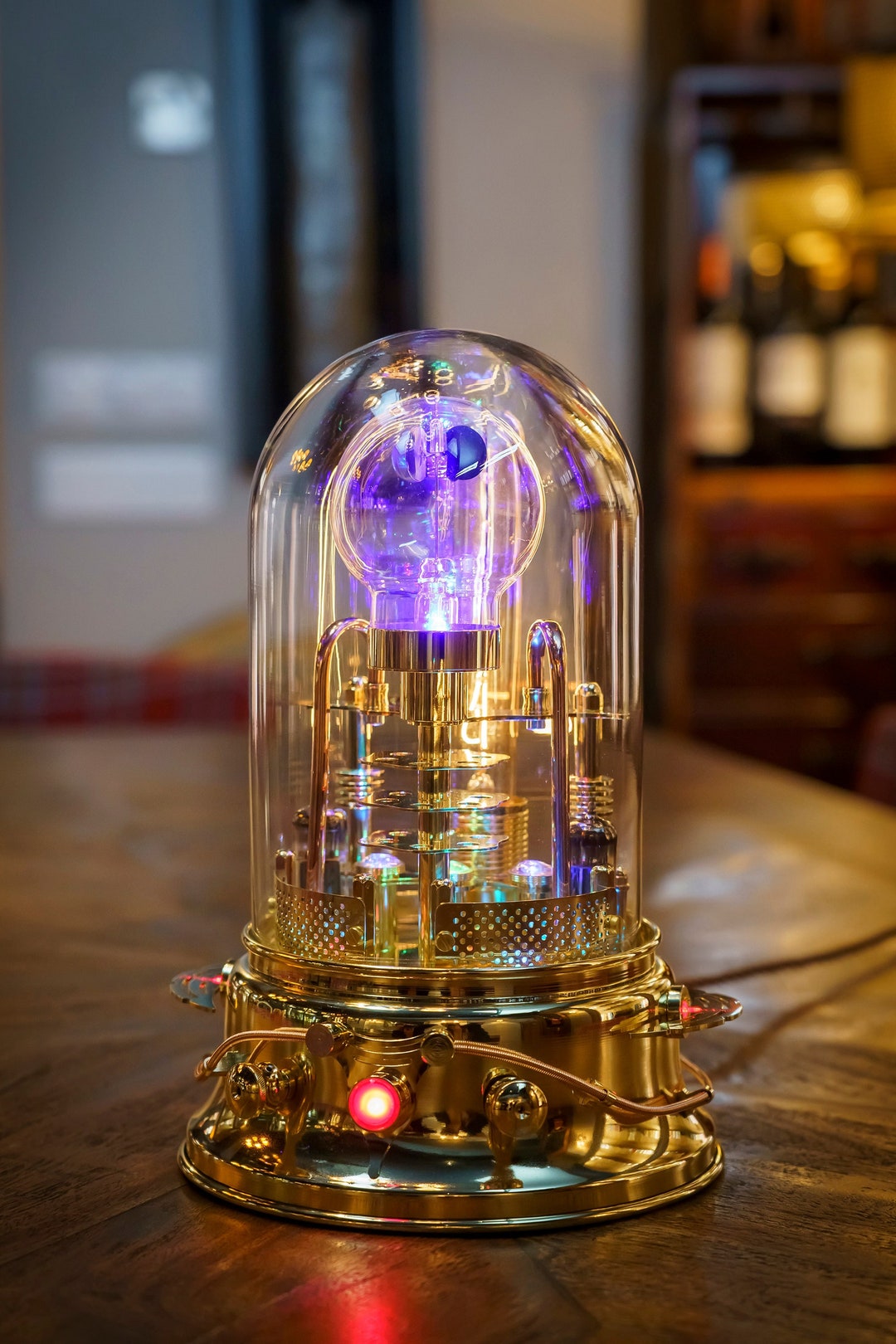 Aether – Handmade Steampunk Brass & Glass Dome Lamp Kinetic Radiometer ...
