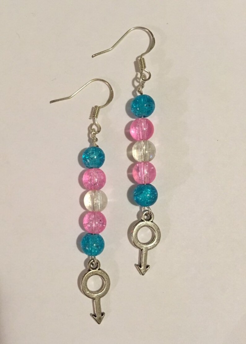 Trans Pride Beaded Earrings W/ Masc Charms | Etsy
