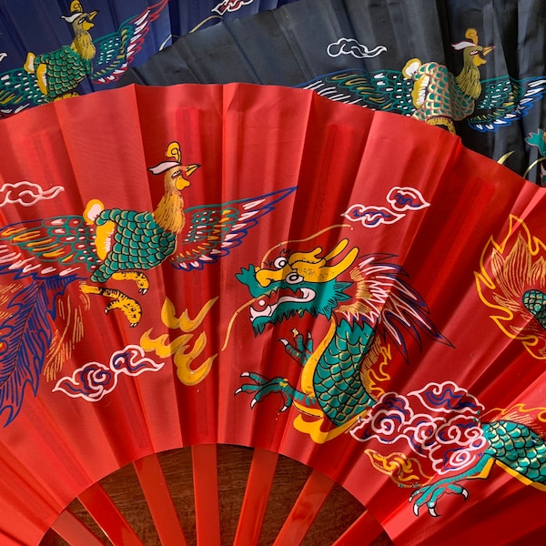 Japanese Fans With Dragons - Etsy