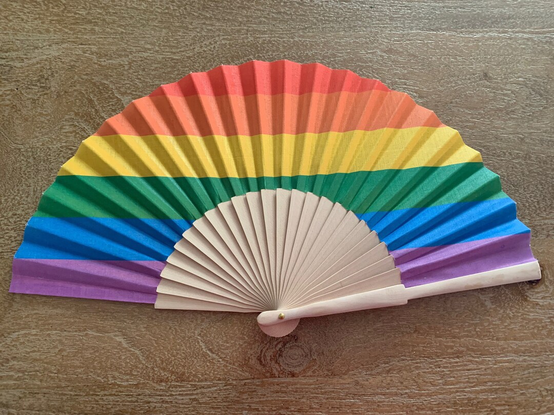 RAINBOW HAND FAN - Etsy
